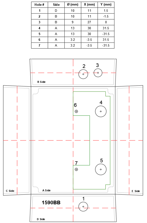 PCB for 1590BB enclosure (horizontal)